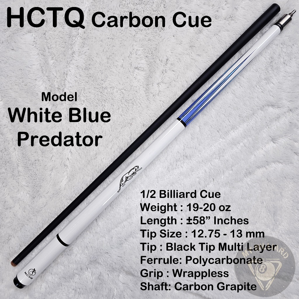 Jual HCTQ Carbon Cue White Blue Predator Stick Billiard 13mm - Stik ...