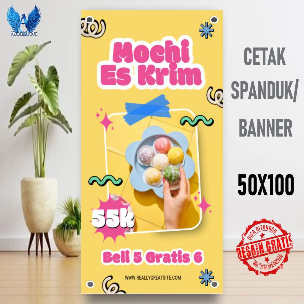 Jual Spanduk Banner MOCHI ICE CREAM Costom Desain | Shopee Indonesia