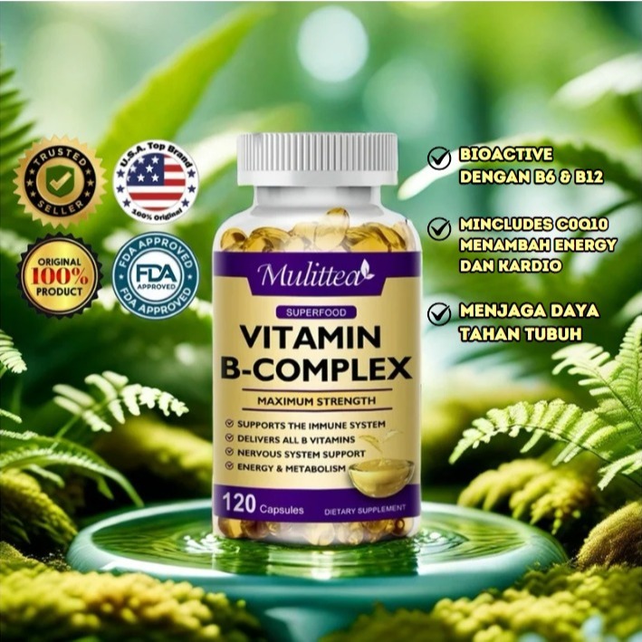 Jual Mulittea USA 120PCS Kapsul Vitamin B Kompleks B12, B1, B2, B3, B5 ...