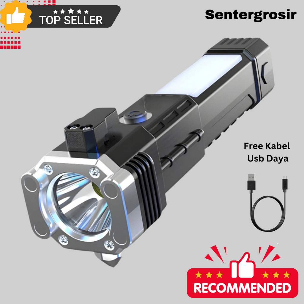 Jual SUPER MURAH Senter Rechargeable 990000Lm dengan Palu Pengaman dan ...