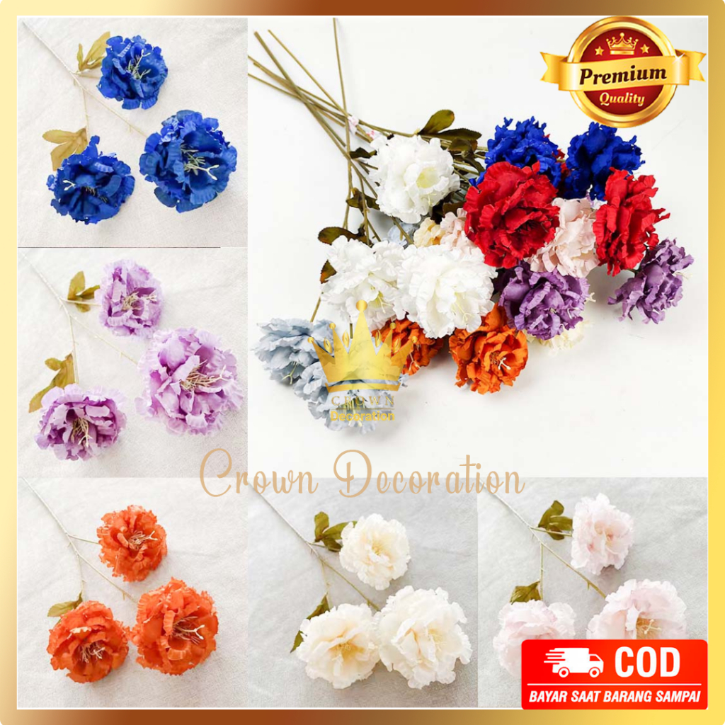 Jual Peony Rush Cabang 3 Bunga artificial Imitasi kain untuk Dekorasi ...