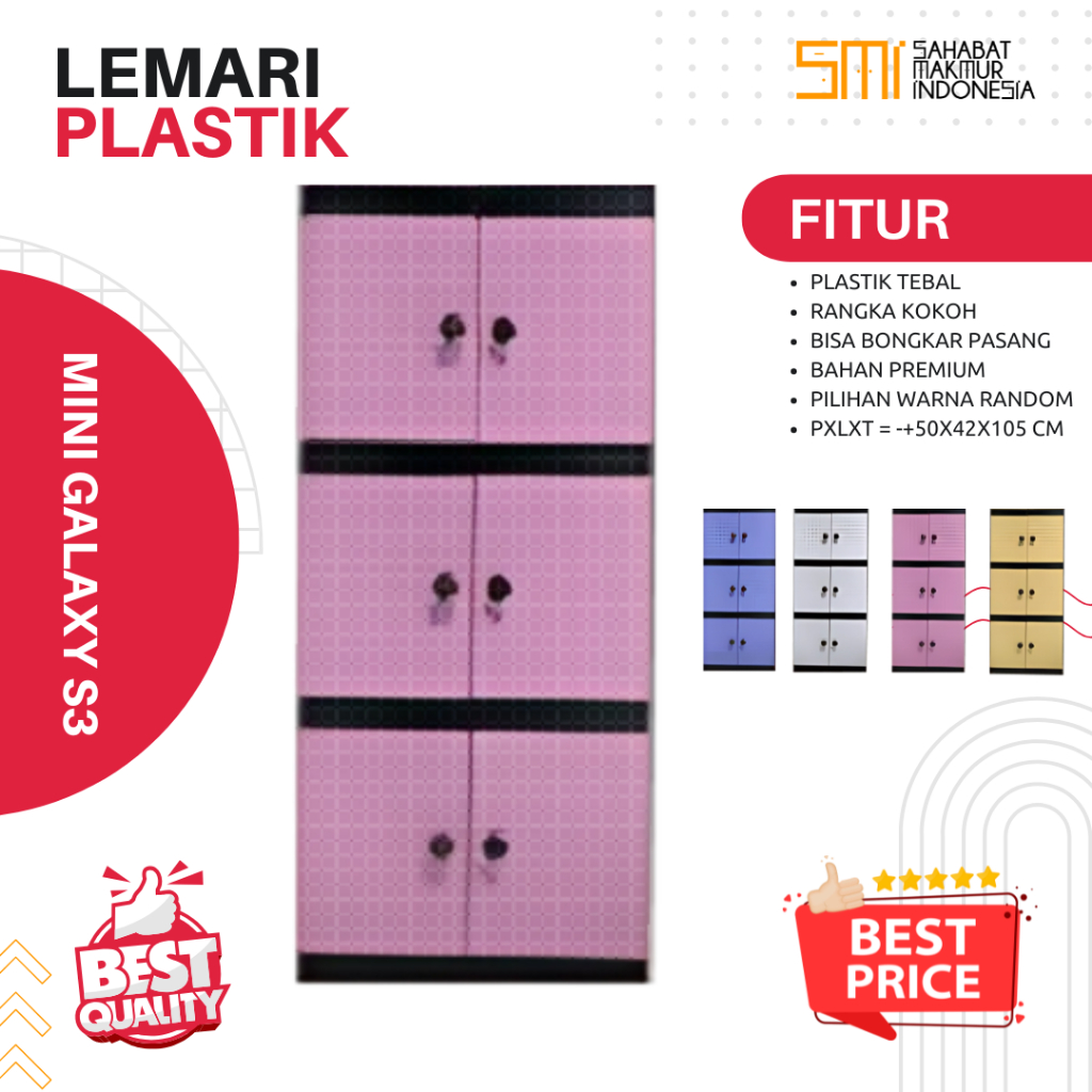 Jual Lemari Plastik Galaxy Mini S3 Susun 3 / Almari Anak Plastik ...