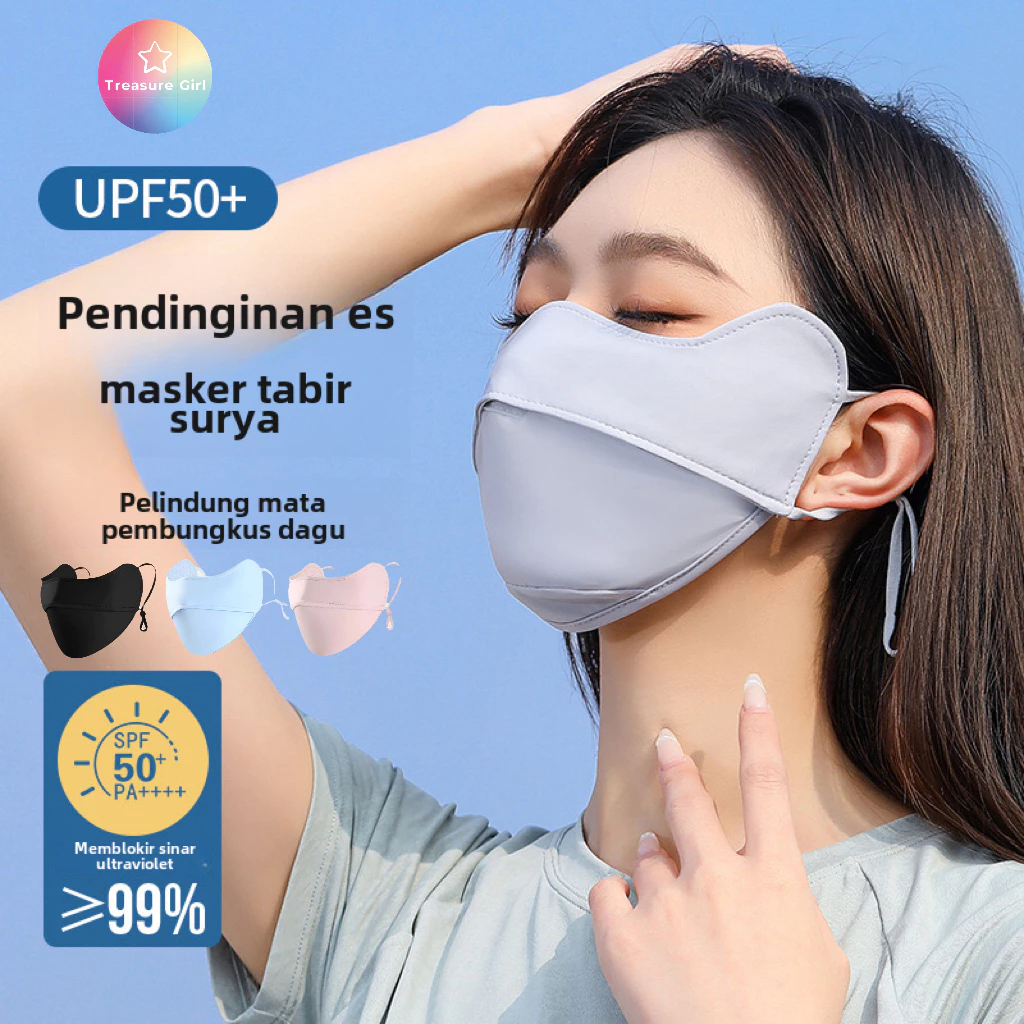 Jual UPF50+ Masker Wajah Anti UV Pelindung Matahari Ice Sutra Masker Yang Dapat Bernapas ...