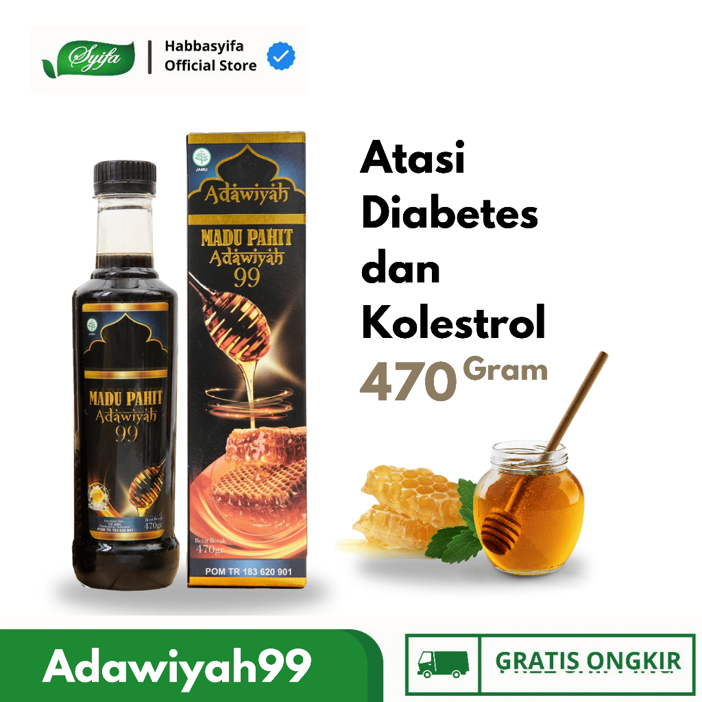Jual Madu Hitam Pahit Adawiyah 99 Plus Propolis dan Daun Insulin ...