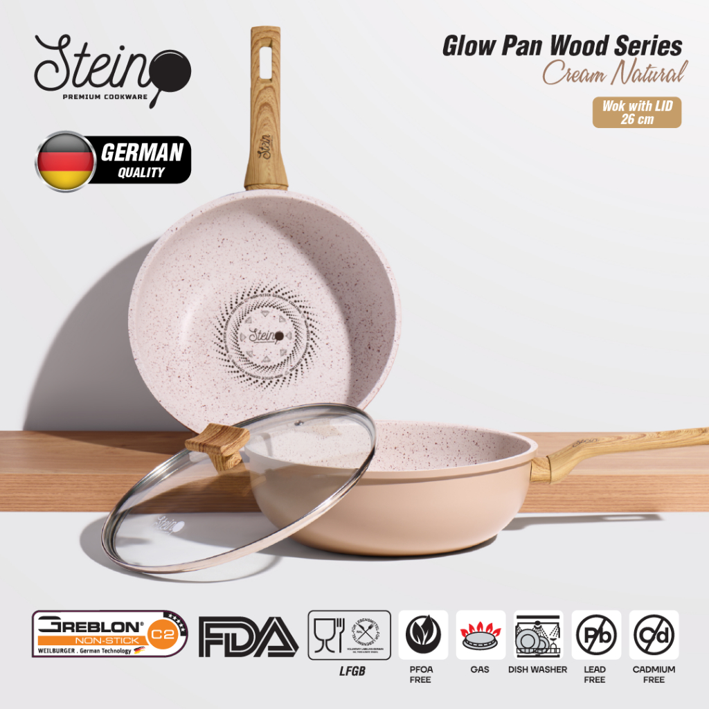 Jual STEIN Glowpan Wok 26cm Wood Handle with Lid - Panci Satuan Lapisan ...