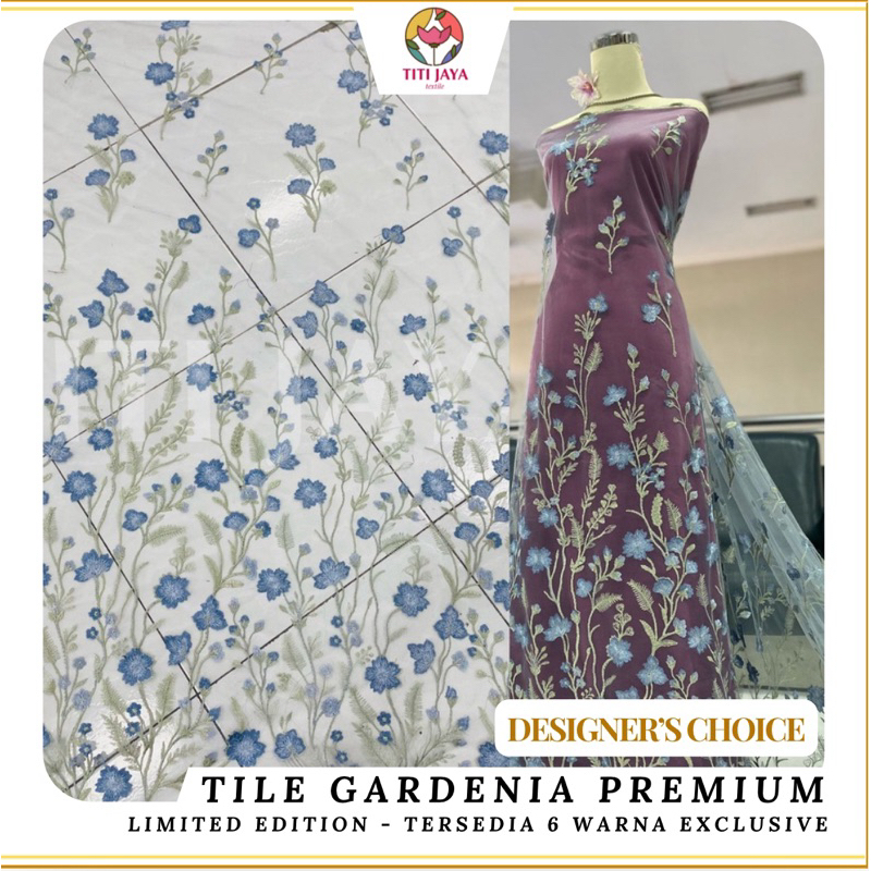 Jual ( Kain Butik Mewah ) TILE GARDENIA PREMIUM / TULLE BORDIR BUNGA ...