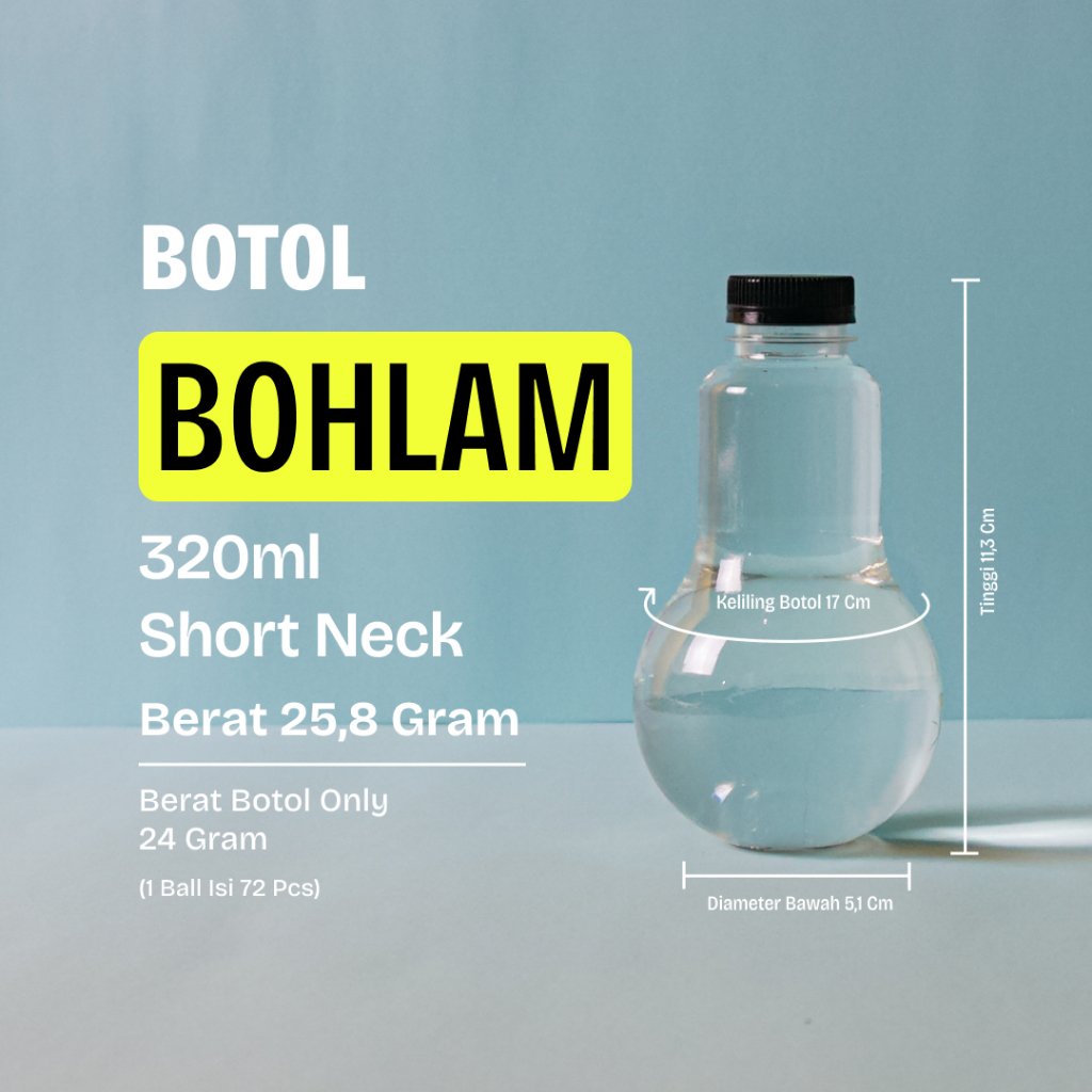 Jual Botol Bohlam 320ml / Botol Plastik / botol ikan/ Botol jamu ...