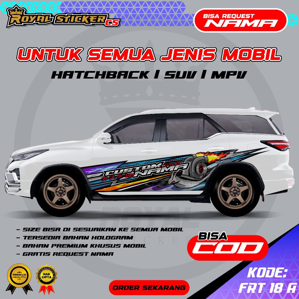 Jual DECAL STIKER MOBIL FORTUNER INNOVA JAZZ YARIS SIGRA MOTIF KARAKTER ...