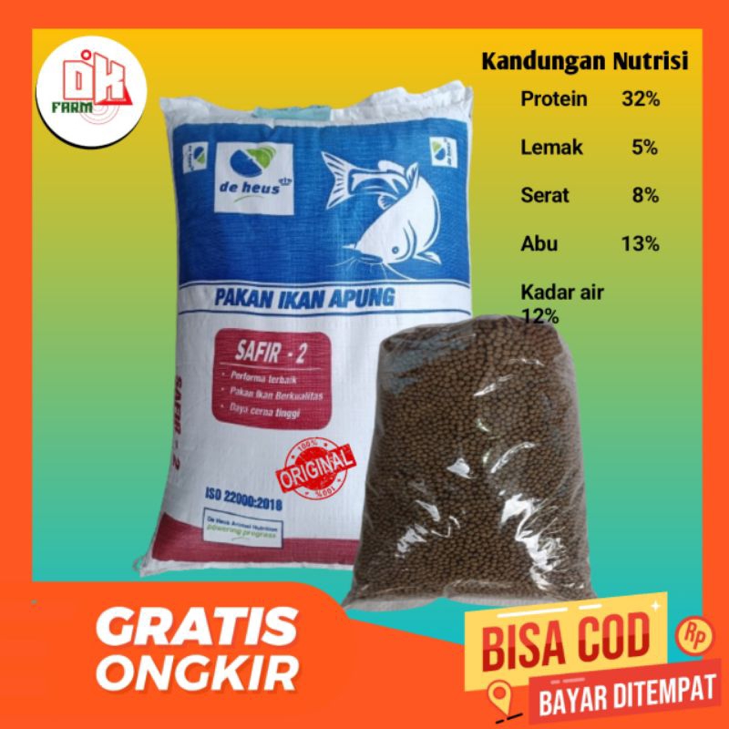 Jual Pakan Ikan protein tinggi 32% merek safir - 2mm | Shopee Indonesia