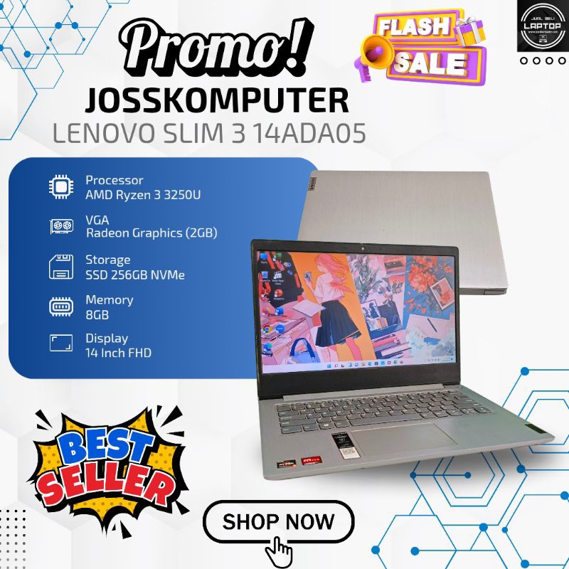 Jual LENOVO IDEAPAD SLIM 3 14ADA05/ AMD RYZEN 3 3250U/ RAM 8GB/ SSD 256GB NVMe/ 14" FHD | Shopee ...