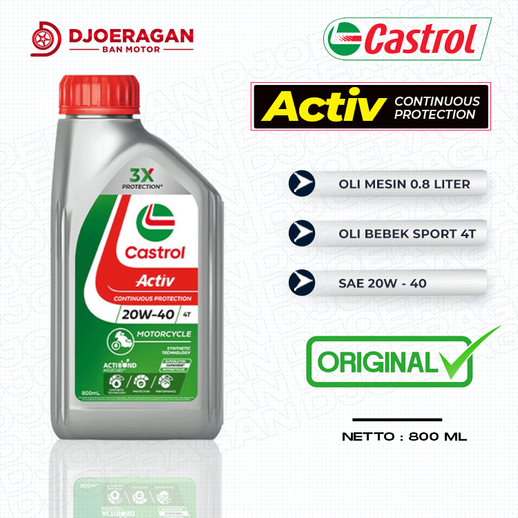 Jual OLI CASTROL ACTIV 4T SAE 20W-40 0,8L MOTOR BEBEK | Shopee Indonesia