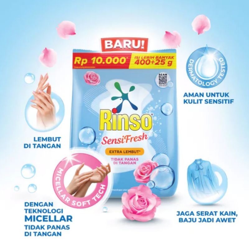 Jual Rinso SensiFresh Detergent Bubuk Deterjen Extra Lembut Micellar ...