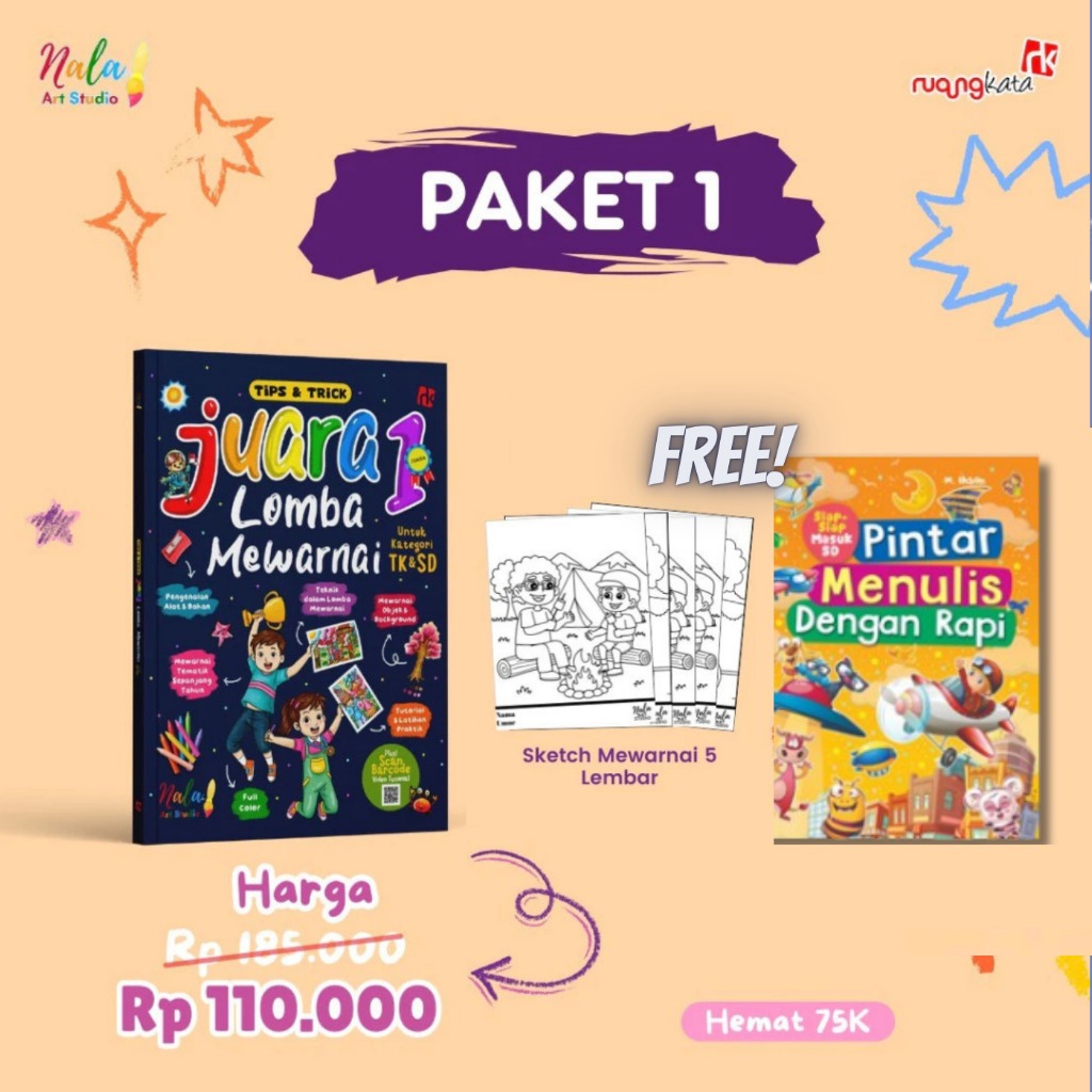 Jual BUKU TIPS & TRIK JUARA 1 LOMBA MEWARNAI | COLORING WORK SHEET ...