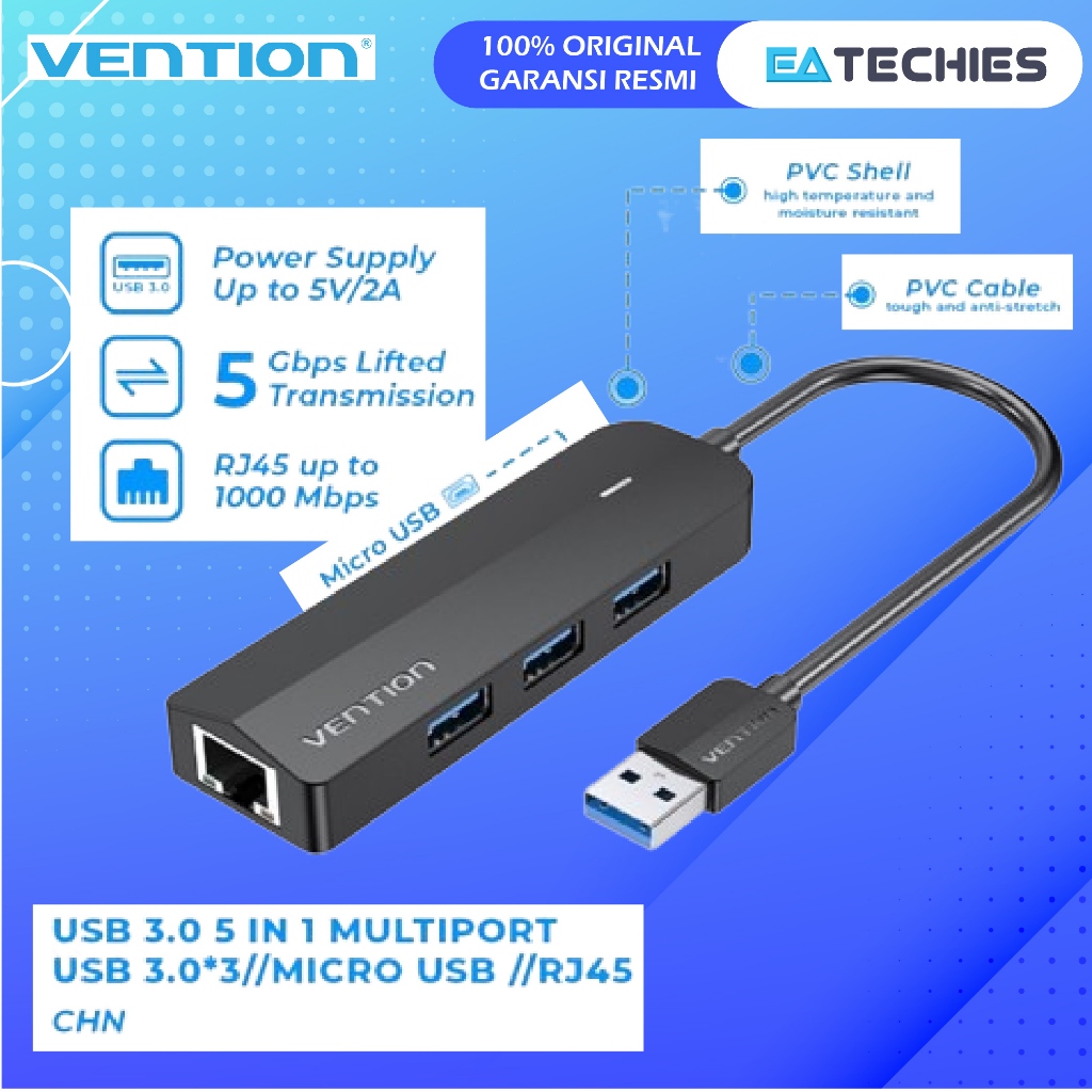 Jual Vention USB 3.0 to LAN RJ45 Gigabit Ethernet 5Gbps Converter ...