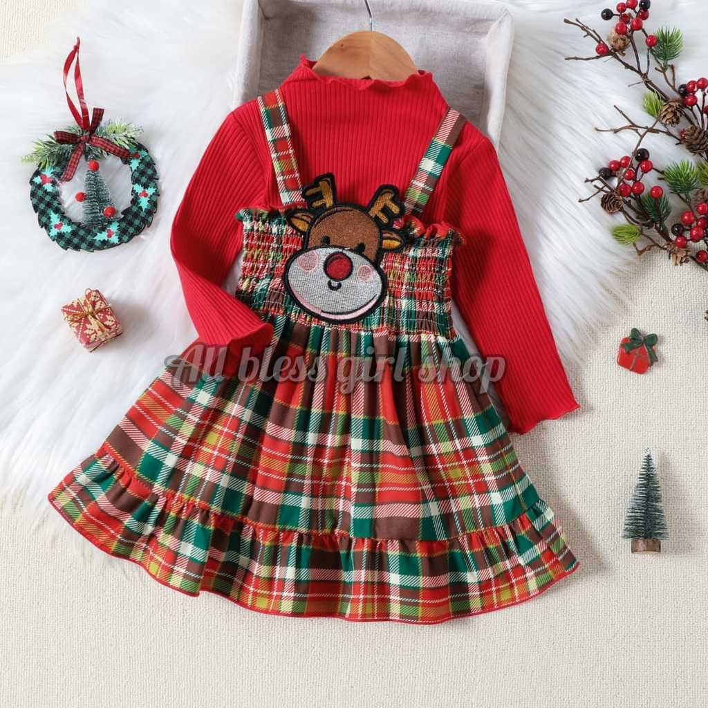 Jual Baju natal anak merry Christmas rok xmas dress 0001L | Shopee ...