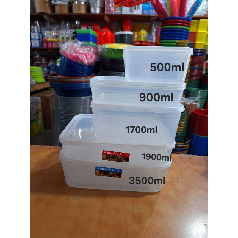 Jual wadah plastik kotak natural pack 3500ml, 1900ml,1700ml ,900ml, 500ml merek gm | Shopee ...
