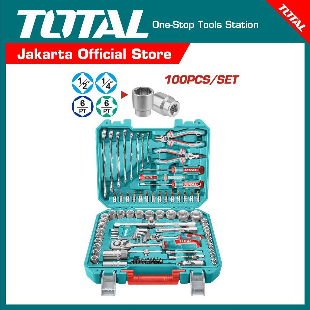 Jual TOTAL 100 Pcs tools set THKTHP21006 | Shopee Indonesia