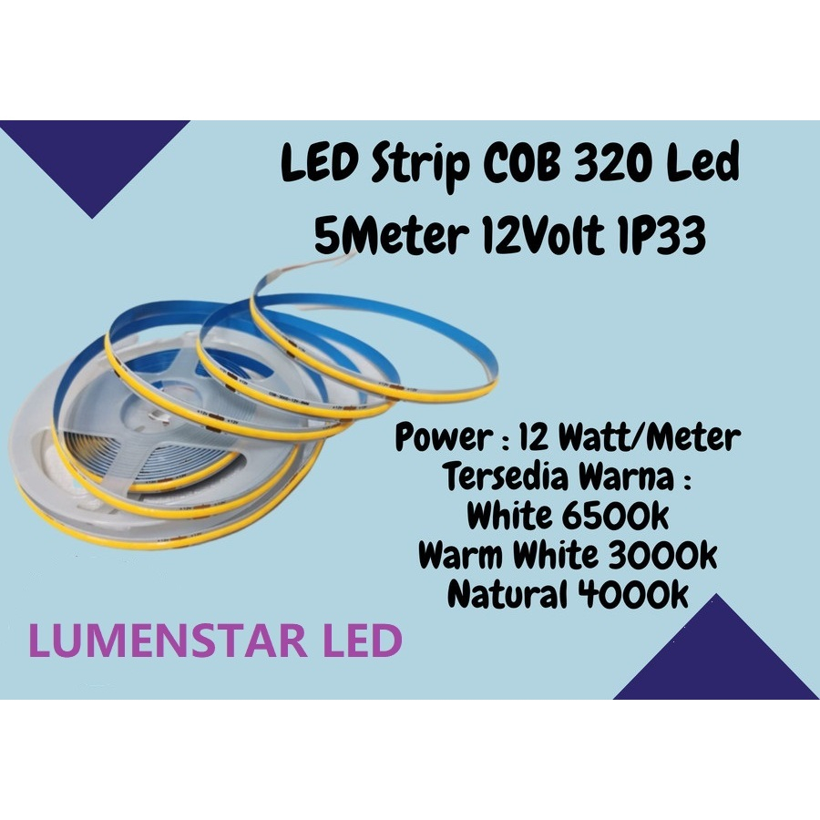 Jual Led Strip COB DC 12volt 5 meter 320led / Lampu Strip Light COB IP33 | Shopee Indonesia
