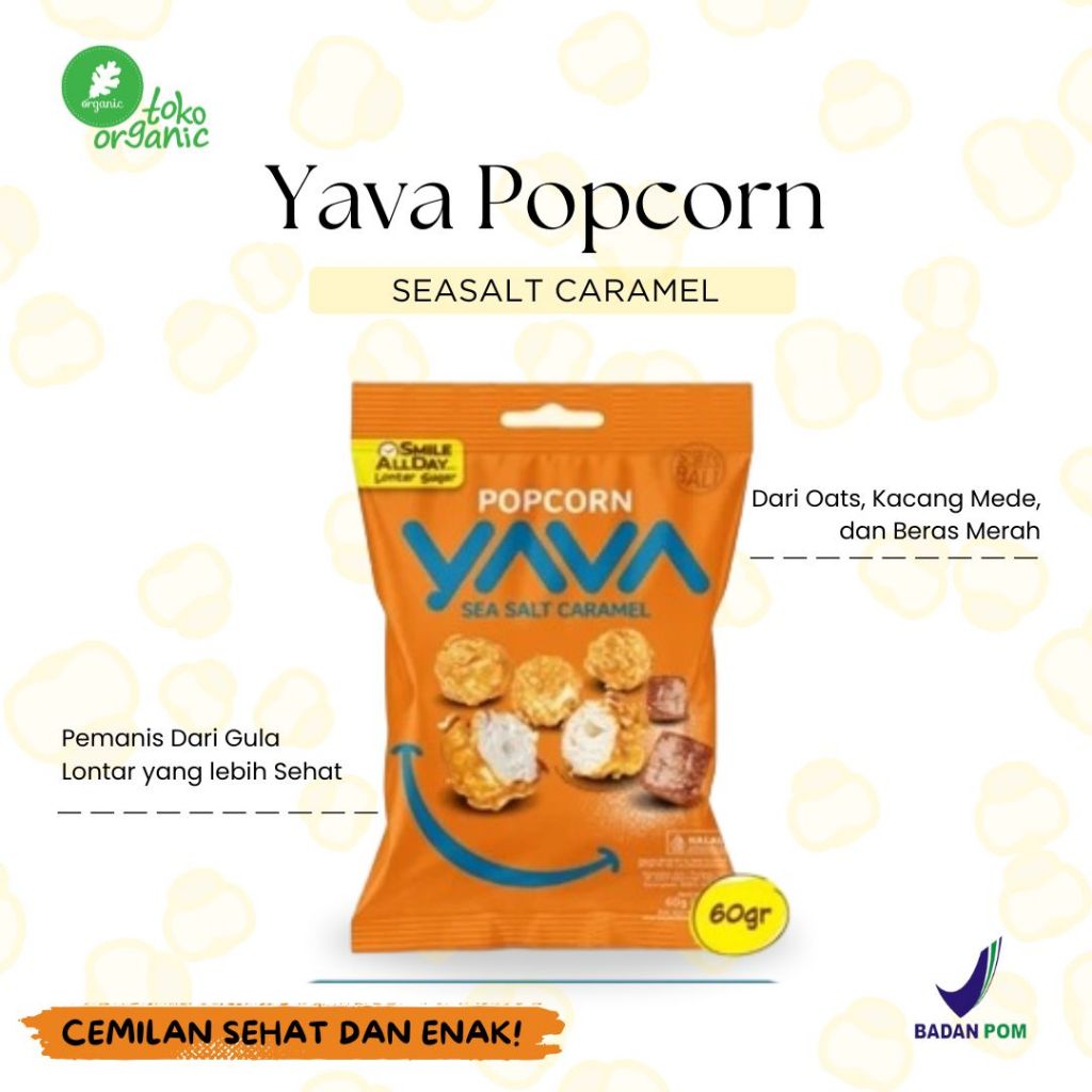 Jual Yava Popcorn rasa Seasalt Caramel | Popcorn Camilan Sehat aman ...