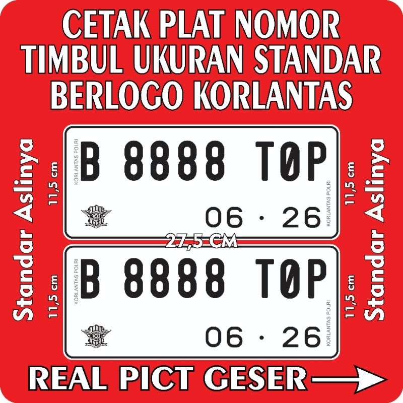 Jual Plat nomor sepeda motor standar ada logo timbul ketokan | Shopee ...