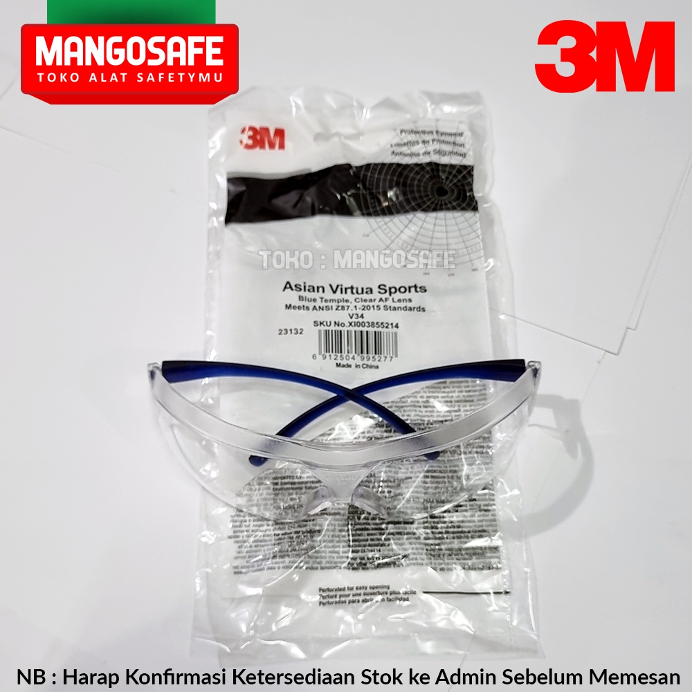 Jual Kacamata Safety Proyek 3M Asian Virtua Sport 10434 Clear Anti Fog & Anti UV Protection ...