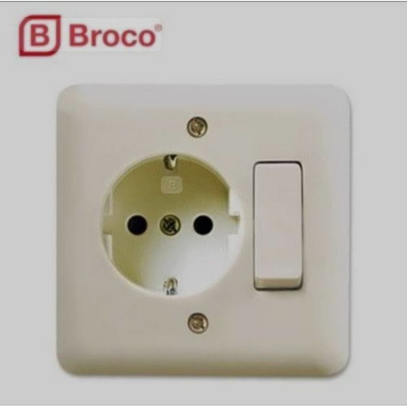 Jual BROCO Stop Kontak Arde + Saklar IB Series 525161 Tanam New Gee ...