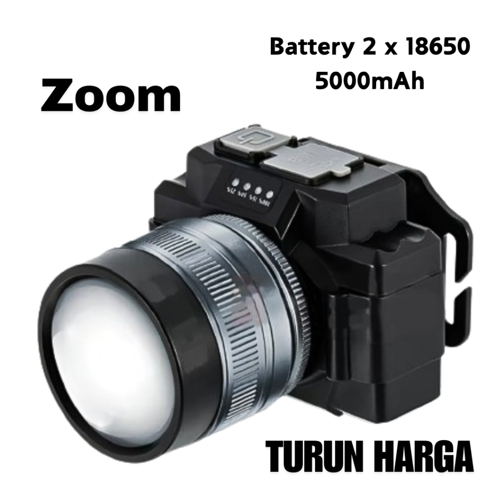 Jual Senter Kepala 100 Watt Zoom Headlamp 5000 mAh Waterproof Murah ...