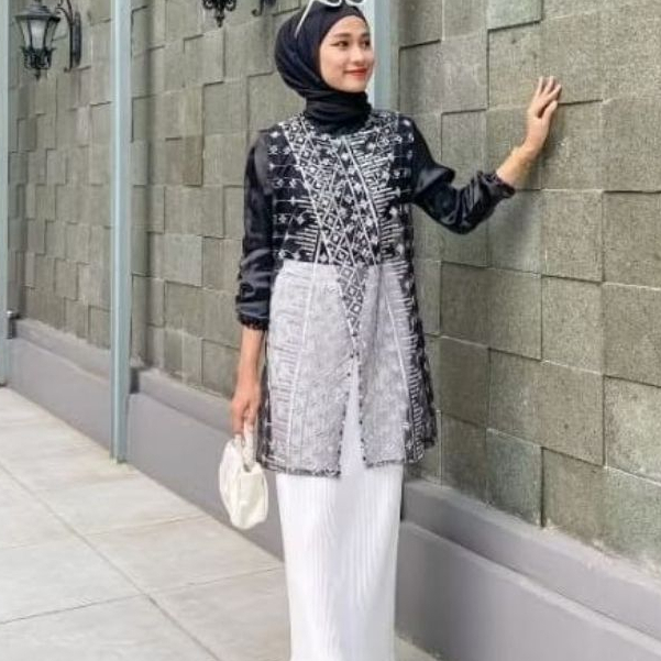 Jual Zize Tunik Outer Brukat Silang Etnik Outer Brukat Kondangan Baju ...