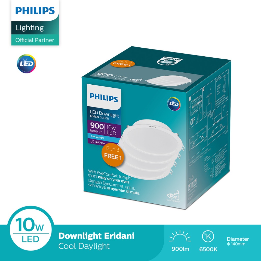 Jual Philips Lampu Panel Downlight Eridani Multipack DL190B LED8 D125 10W Putih | Shopee Indonesia