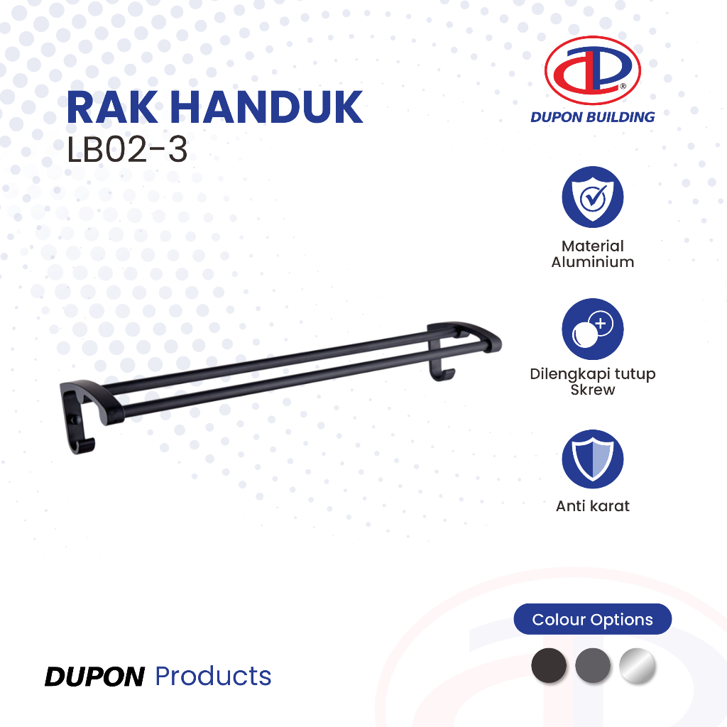 Jual Rak Handuk Gantungan Baju Kamar Mandi Double Towel Bar DUPON LB02-3 Black | Shopee Indonesia