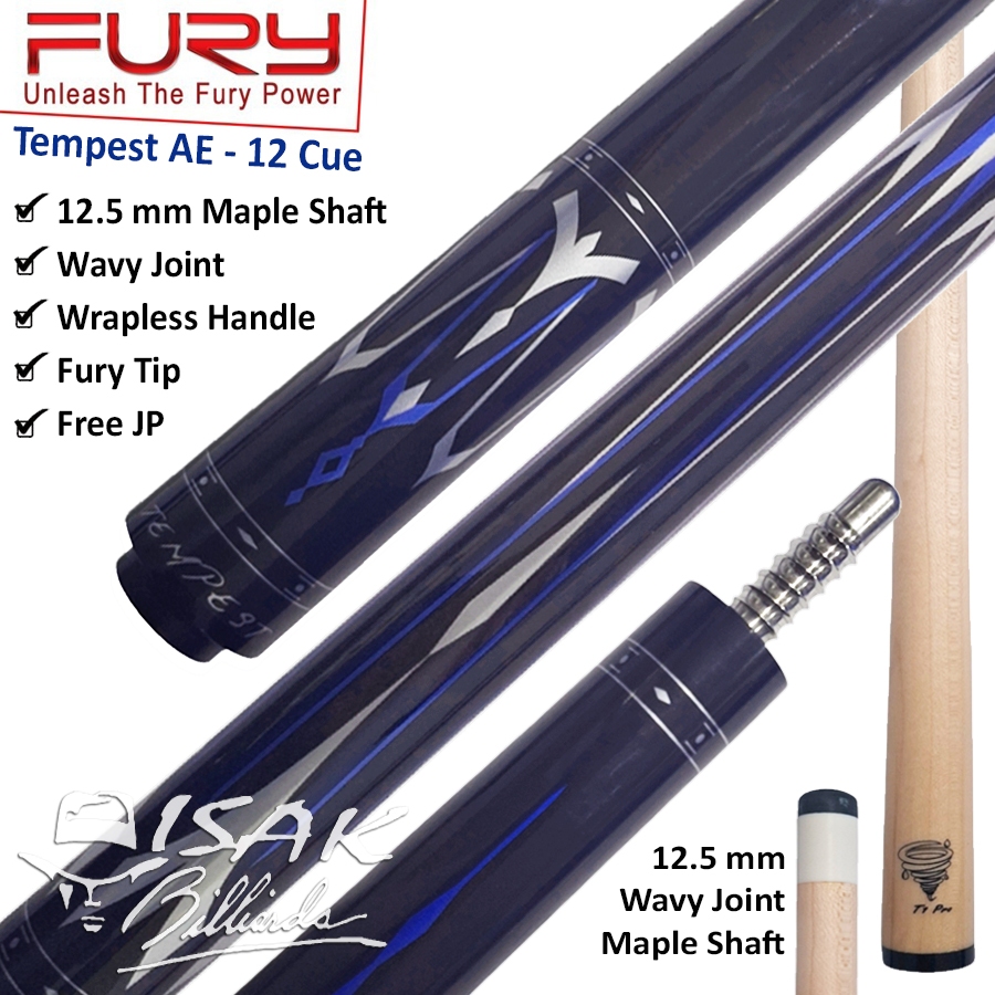 Jual Fury Tempest AE-12 Pool Cue - 12.5mm Tip Stick Billiard Med ...