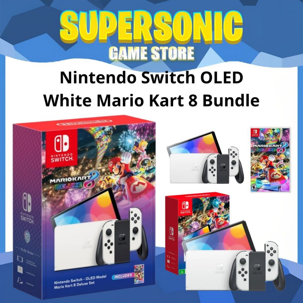 Jual Nintendo Switch OLED White Mario Kart 8 Bundle | Shopee Indonesia