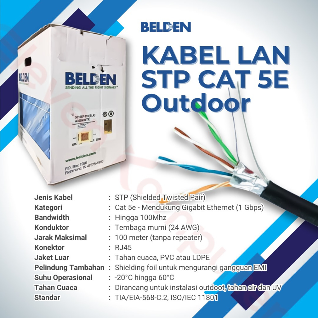 Jual KABEL LAN STP 50105F Outdoor cat 5e BELDEN / BELDEN STP CAT5 / cat 5e 305 meter | Shopee ...