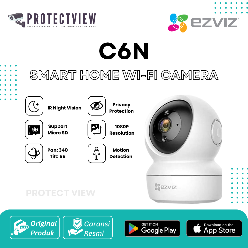 Jual Ezviz C6N 2MP Smart Wifi Pan Tilt IP Camera CCTV Indoor 1080p ...