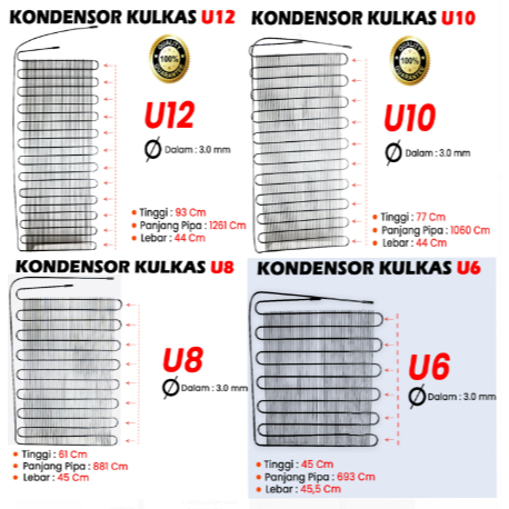 Jual 1 DUS 10 Pcs Kondensor Kulkas Showcase Bahan Tembaga U6 U8 U10 U12 ( PERDUS ) | Shopee ...