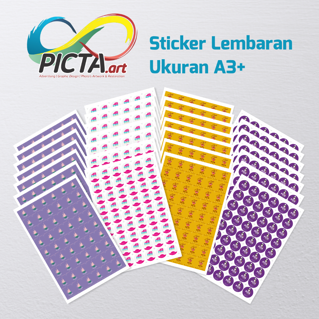 Jual Cetak Sticker Lembaran Ukuran A3+ Bahan CHROMO/BONTAK Desain ...