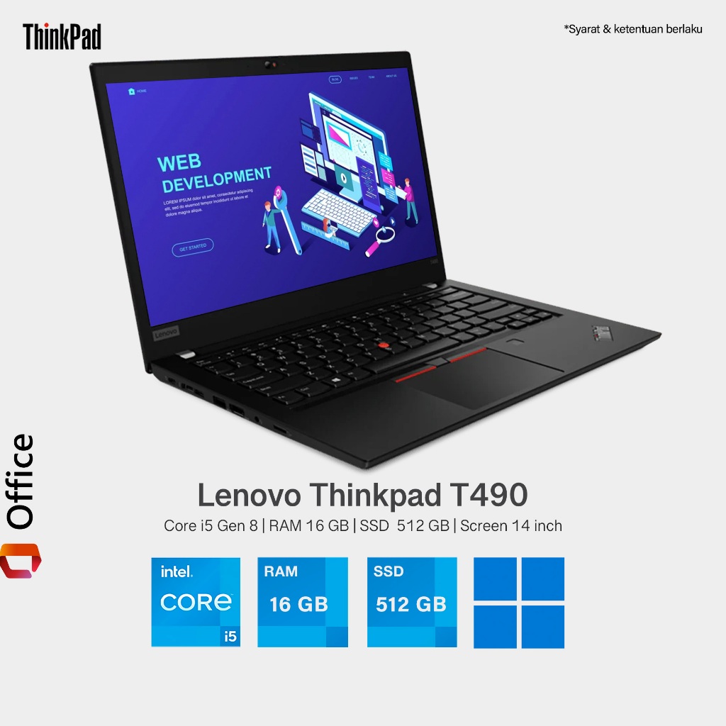Jual Laptop Lenovo Thinkpad T490 Core i5 Gen 8 Ram 16 GB SSD 1 TB Layar 14 inch Touchscreen ...