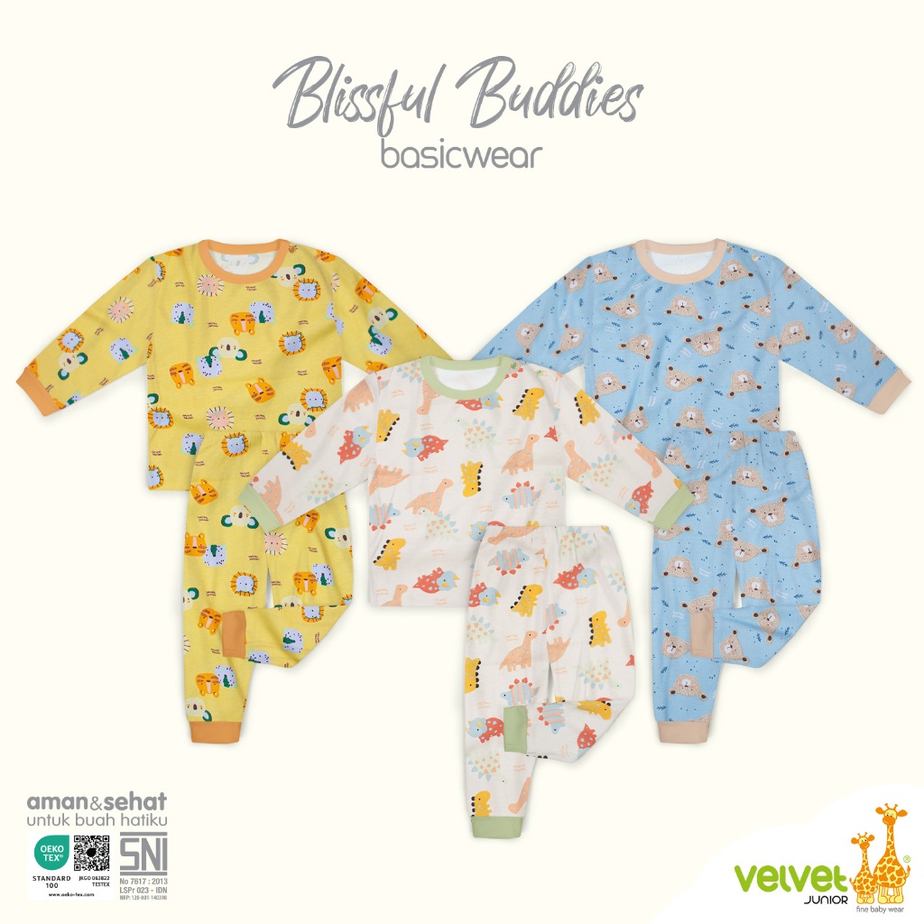 Jual Velvet Junior Setelan Panjang Motif Blissful Buddies | Shopee ...
