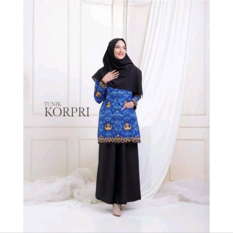 Jual Tunik seragam KORPRI wanita terbaru 2024 /BATIK DINAS/KERJA lengan panjang lapis full ...