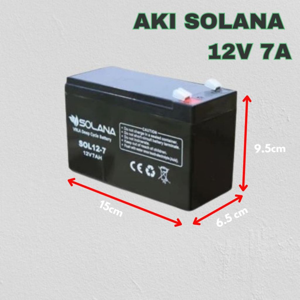 Jual AKI SOLANA 12V 7A UPS / Aki SOLANA 12V 7A SEPEDA LISTRIK / AKI SOLANA 12V 7A SPEAKER AKTIF ...