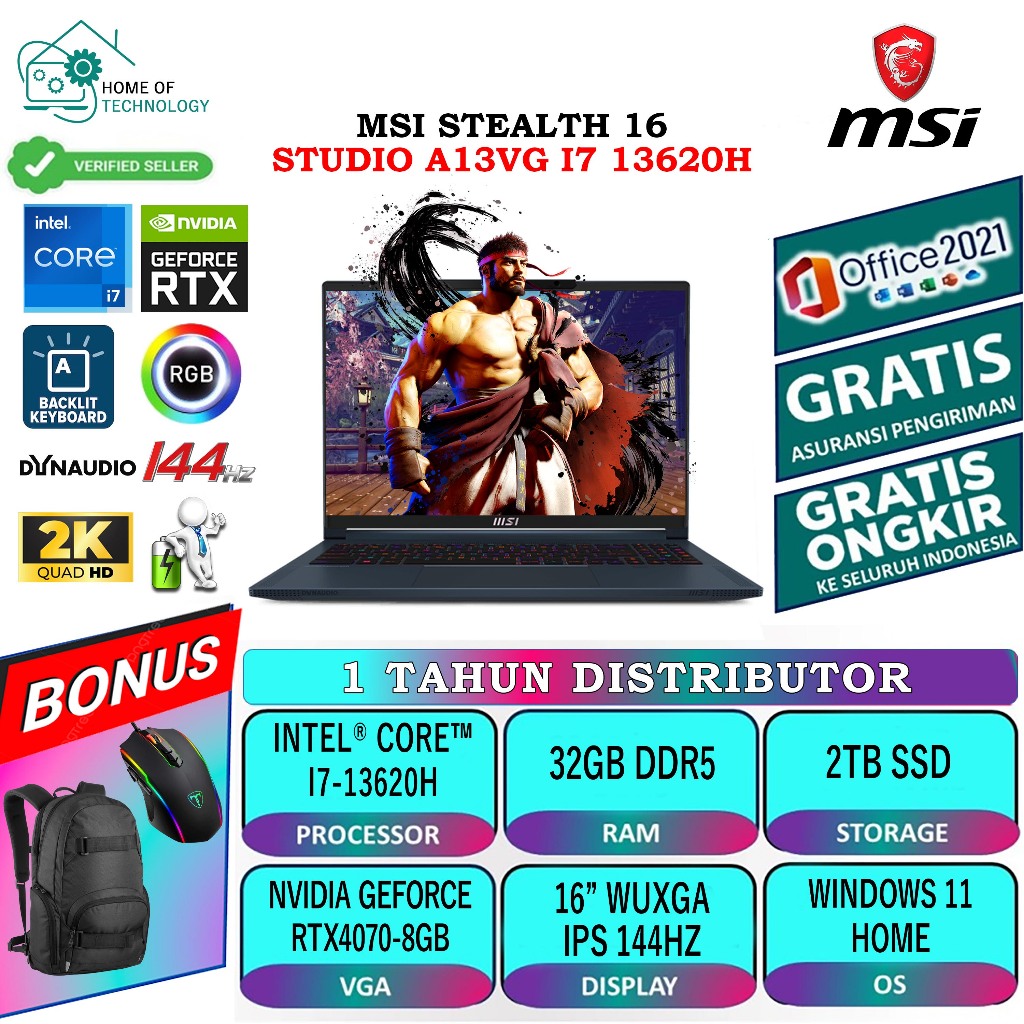 Jual Laptop Gaming Msi Stealht 16 Studio A13VG Intel Core I7 13620H ...
