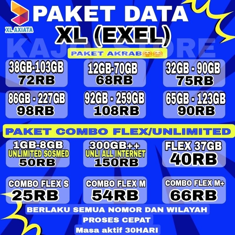 Jual Paket Data XL Xtra Combo flex Paket Akrab Termurah Full 24 Jam Kuota Utama Masa Aktif ...