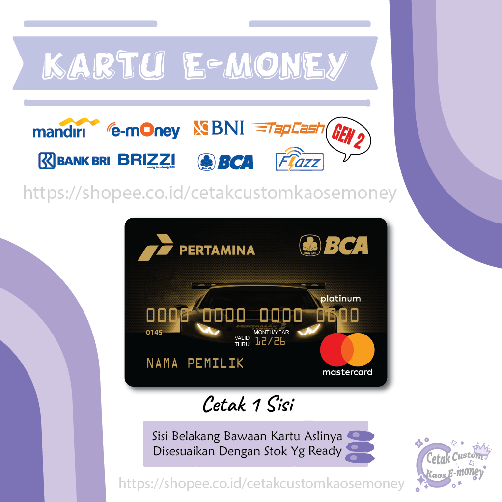 Jual KARTU E MONEY E TOLL KARTU PERTAMINA BCA MASTERCARD CREDIT CARD ...