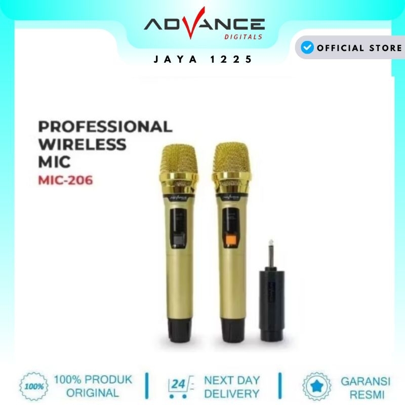 Jual ADVANCE Professional Microphone MIC-206 Mic Wireless Mikrofon ...