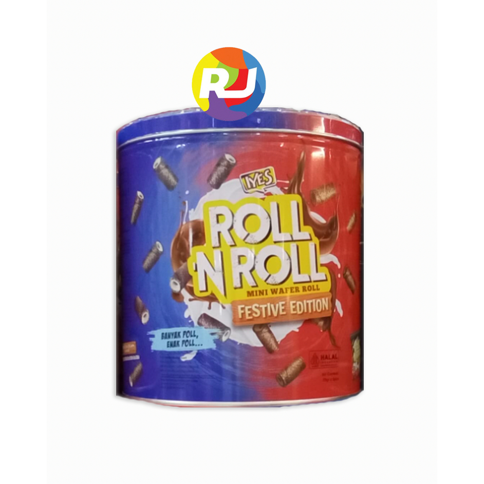 Jual Snack Biskuit Kaleng Iyes Roll n Roll Mini Roll Wafer Festive ...