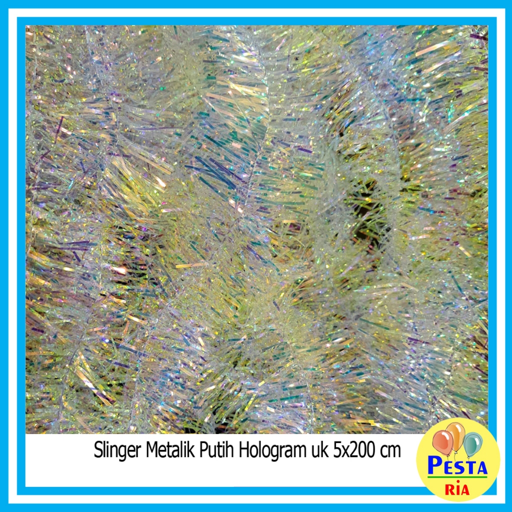 Jual Murah!! (1Pcs) Slinger Putih Metalik Hologram/Tinsel Rumbai ...