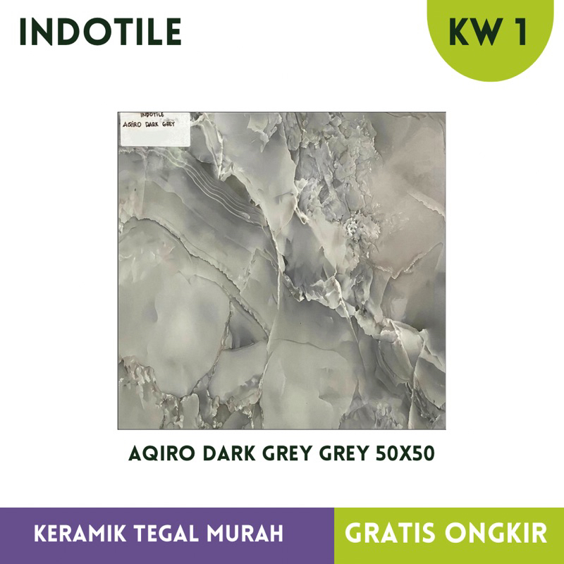 Jual Keramik Abu Abu Motif 50x50 Glossy motif marmer Aqiro Dark Grey ...