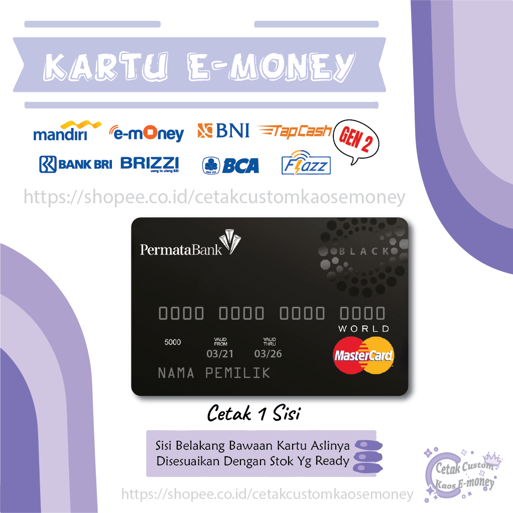 Jual KARTU E MONEY E TOLL PERMATA BLACK WORD MASTERCARD CREDIT CARD ...