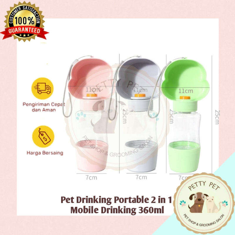 Jual Pet Drinking 2in1 Portable Pet Travel Water Bottle 360 ml Botol ...