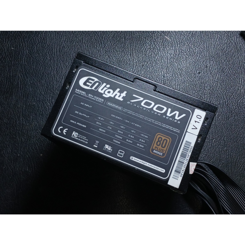 Jual PSU POWERSUPPLY ENLIGHT BLACKSILVER EN-700SS 700WATT 80+ BRONZE ...